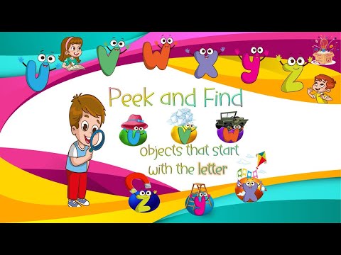 Alphabet Quiz 4 - Fun Learning Game: #Peek and Find objects that start with letters (U-Z) For kids