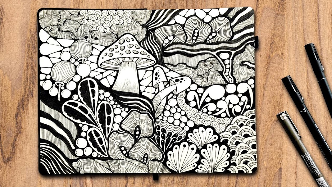 Zentangle Art Drawings Step by Step | Easy Abstract Zentangle Art