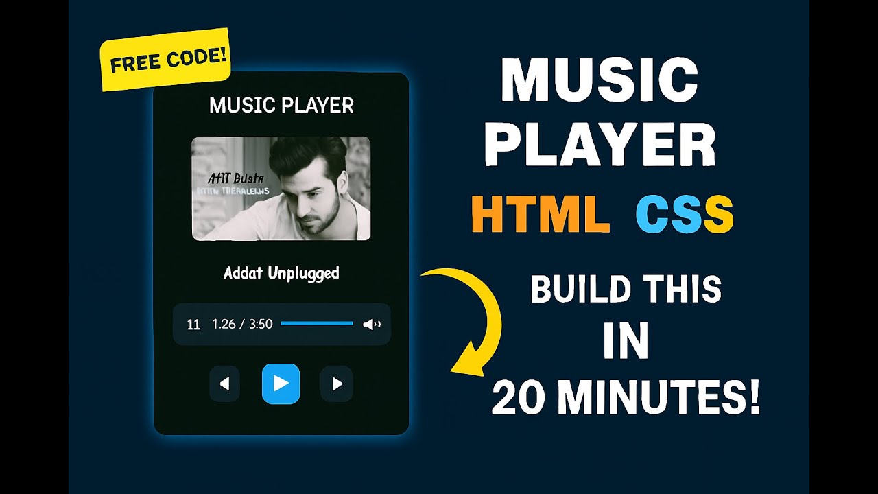 Create a Music Player with HTML CSS JavaScript – FREE Source Code for Beginners!