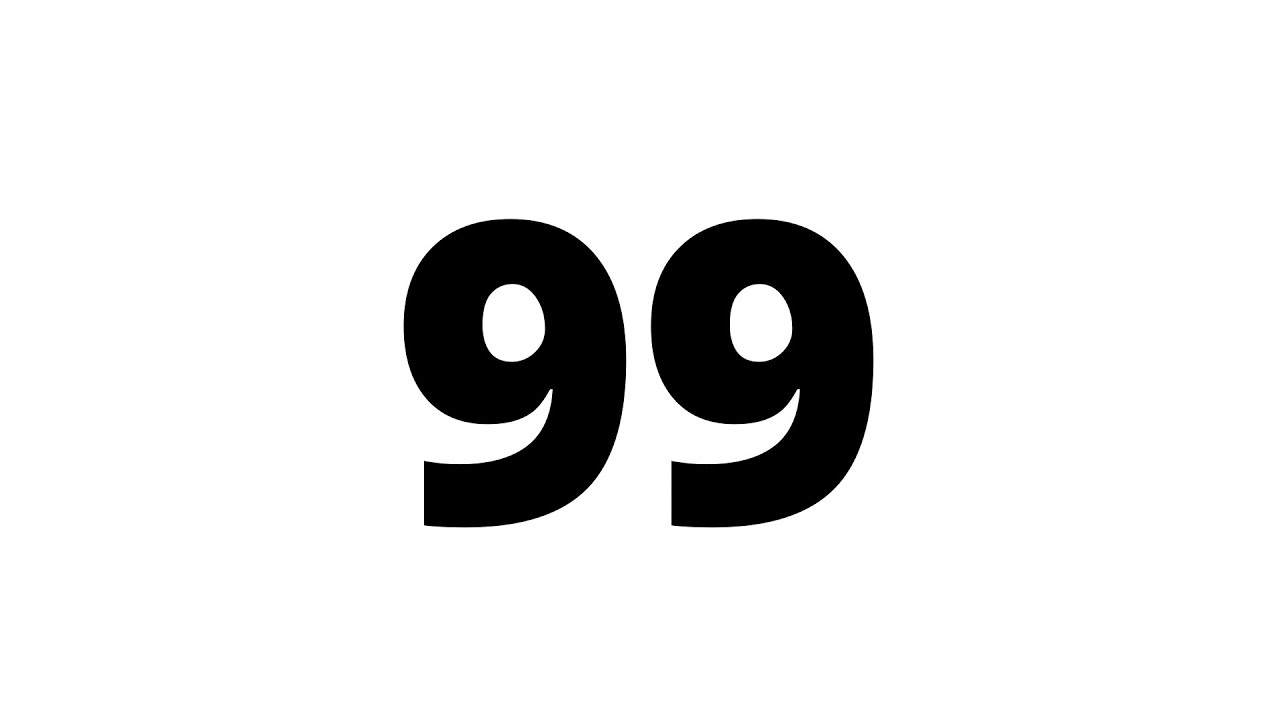 99 Second countdown timer white screen with sound effect