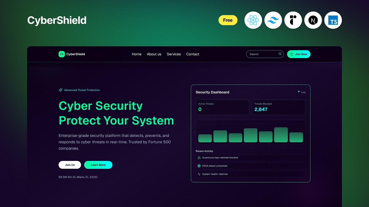 Next js Cybersecurity SaaS Website Template