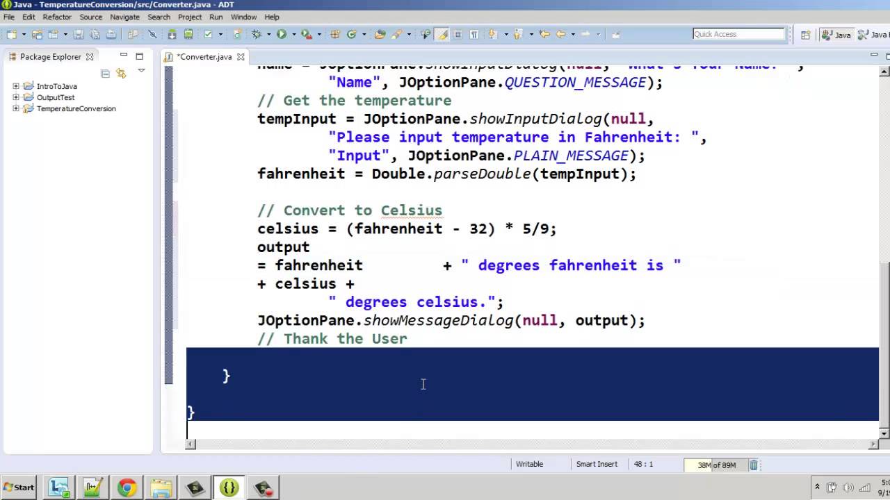 Basic Java Temperature Converter Part 2