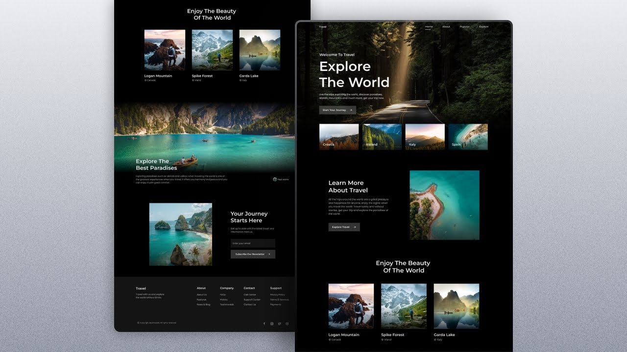 Responsive Travel Website Design Using HTML CSS & JavaScript.
