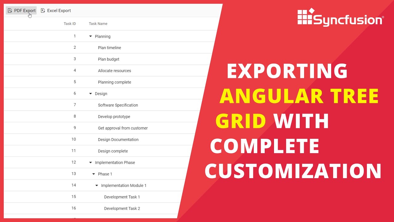 Exporting Angular Tree Grid with Complete Customization
