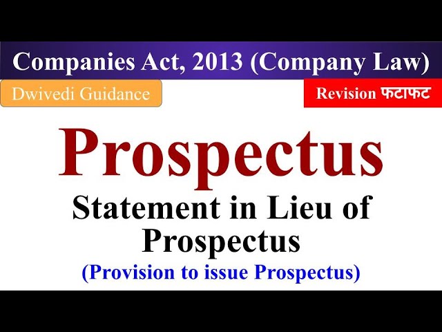Understanding Prospectus and Statement in Lieu of Prospectus in Company ...