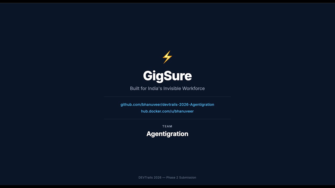 GigSure — AI-Powered Parametric Income Insurance for Gig Workers | DevTrails 2026 |Phase2 video