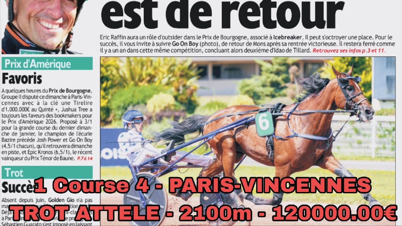 28 décembre 2025 pronostic pmu 1 Course 4 - PARIS-VINCENNESTROT ATTELE - 2100m - 120000.00€