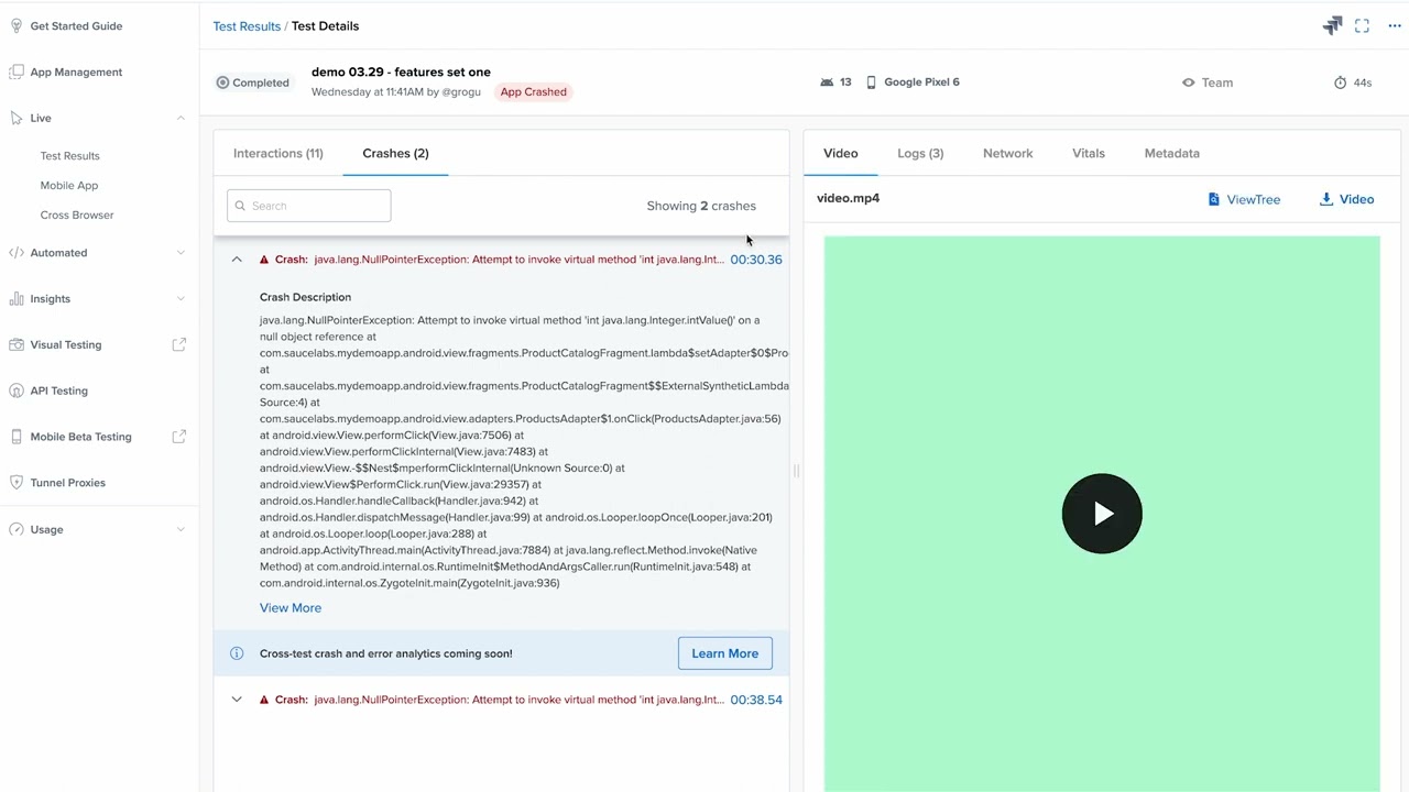 How to Debug Faster with Automated Mobile Error & Crash Capture in Sauce Labs Real Device Cloud