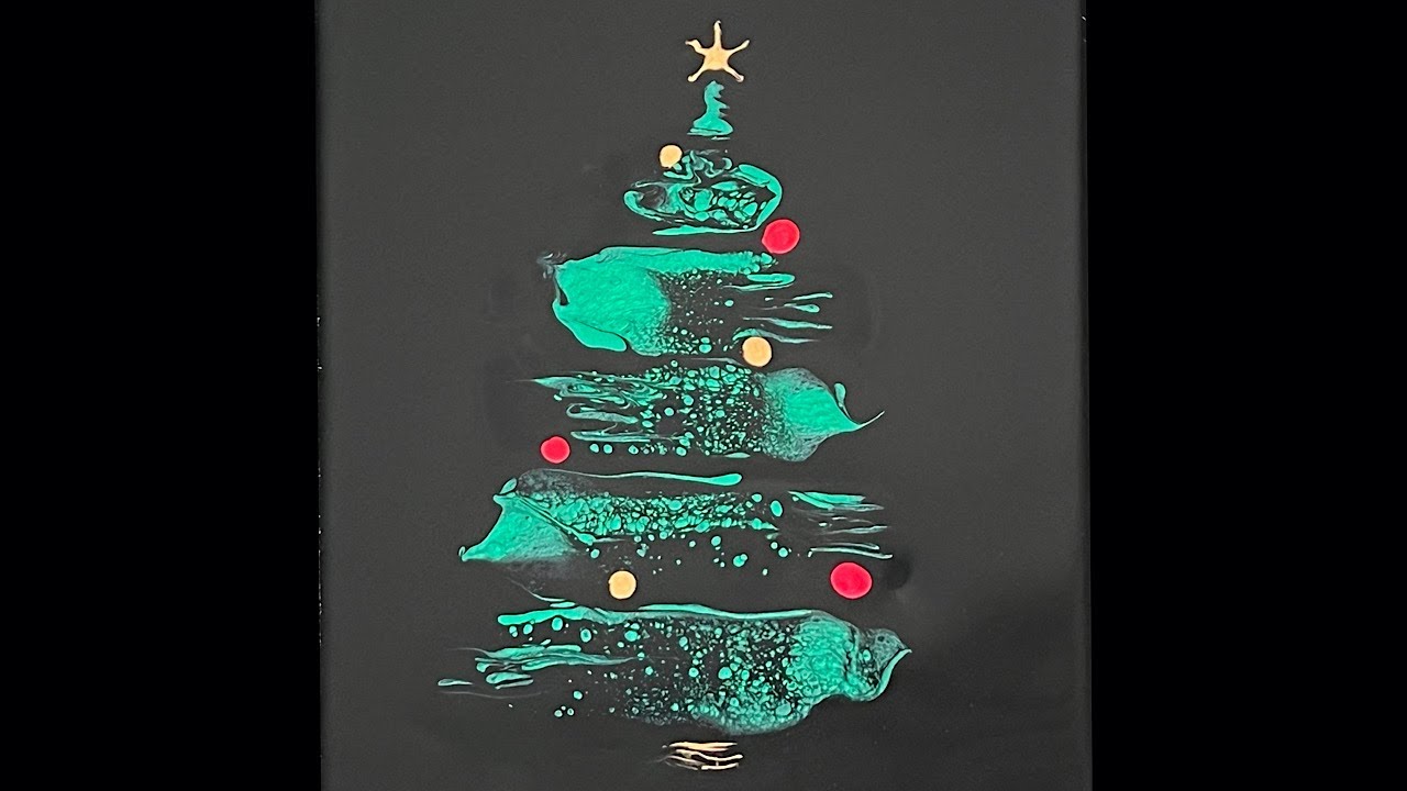 (467) Abstract Christmas Tree Swipe - Fluid Art Impressionism - Fluid Acrylic Paint Pouring
