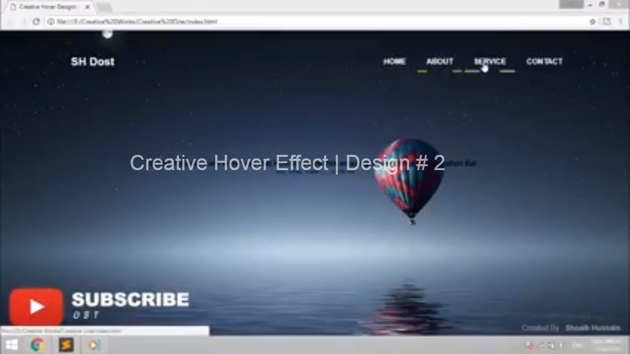 How to create a navigation bar with Creative Hover effect | Design # 2