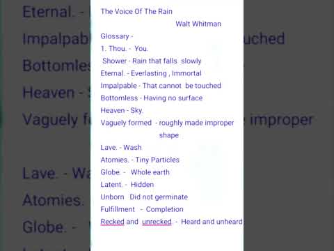 Word meaning of 'The Voice Of The Rain ' 10+1 class English