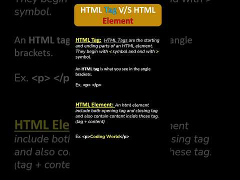 HTML Tag VS HTML Element || #coding #htmlcssjs