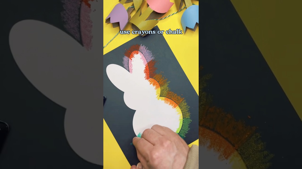 Easy Spring Bunny Craft for Kids | Fun Easter Art with Crayons or Chalk Pastel! 🐰