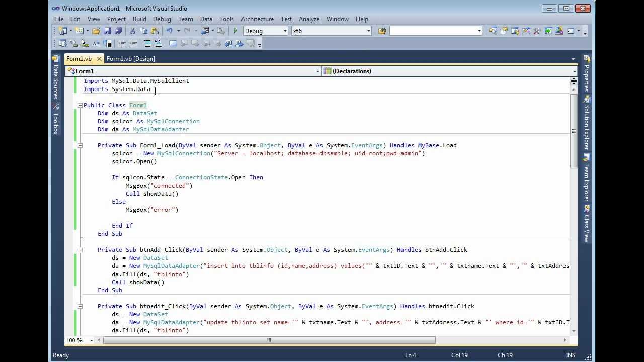 Add,Edit & Delete Using Vb.Net 2010 w/ MySQL Client