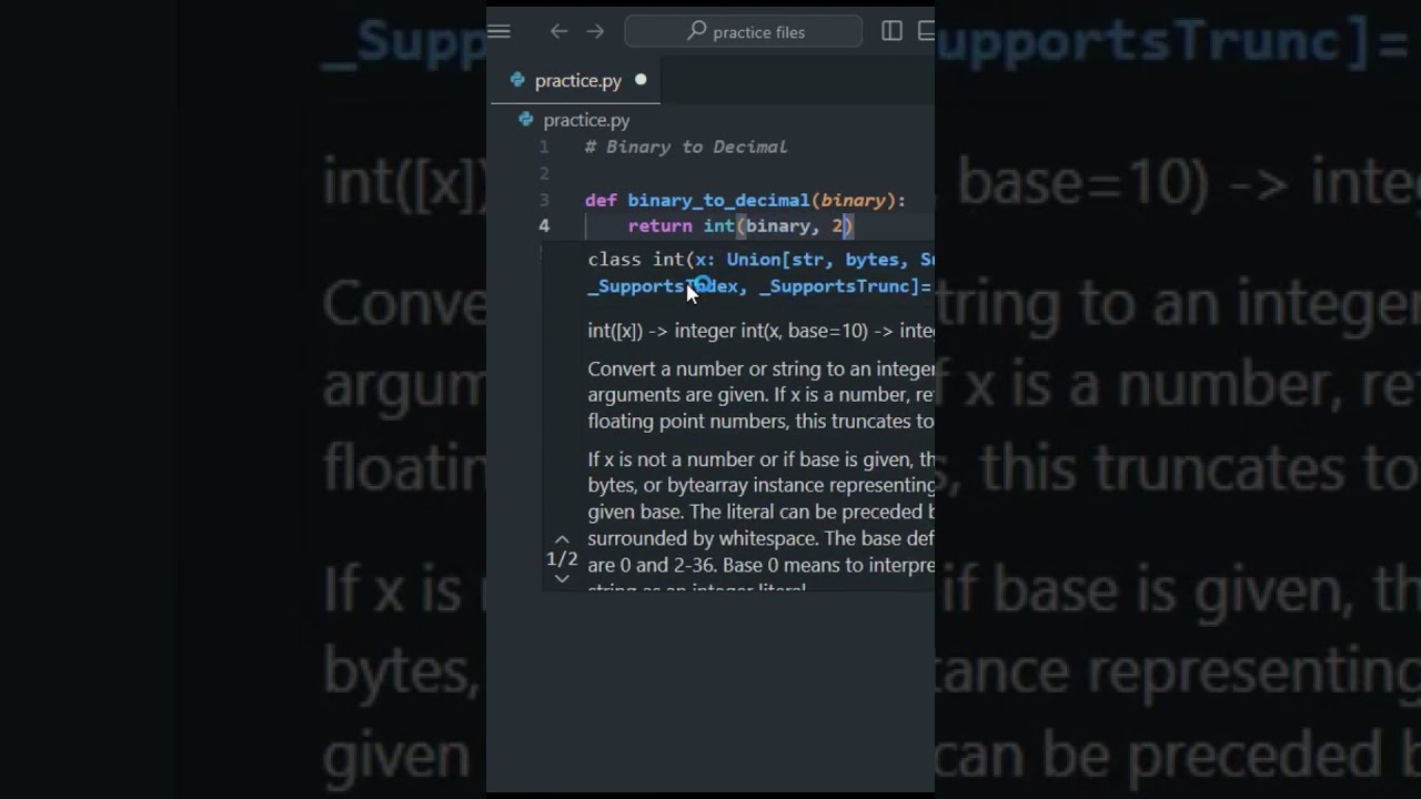 Binary to Decimal | #python #pythonprogramming#coding#learnpython #pythonforbeginners