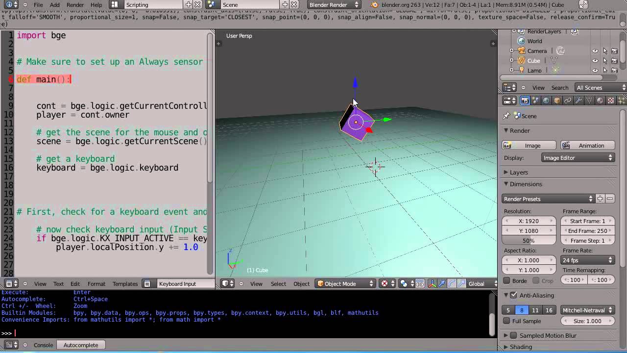 Blender 2 6 Tutorial Python Game Engine Programming   Part 1
