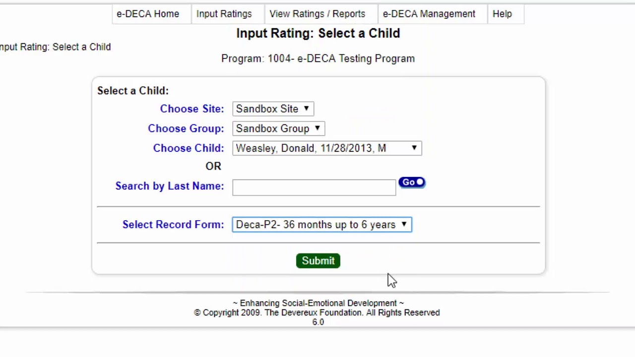 e-DECA: Inputting a Rating