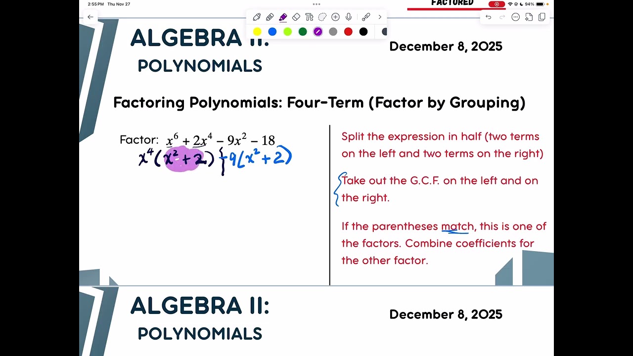 Factoring Polynomials by Grouping