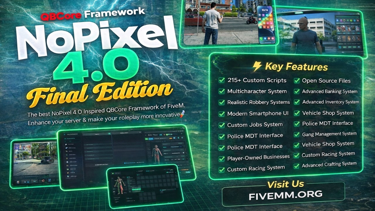 FiveM NoPixel 4.0 Server FiveM QBCore  2026 | Premium QBCore Server