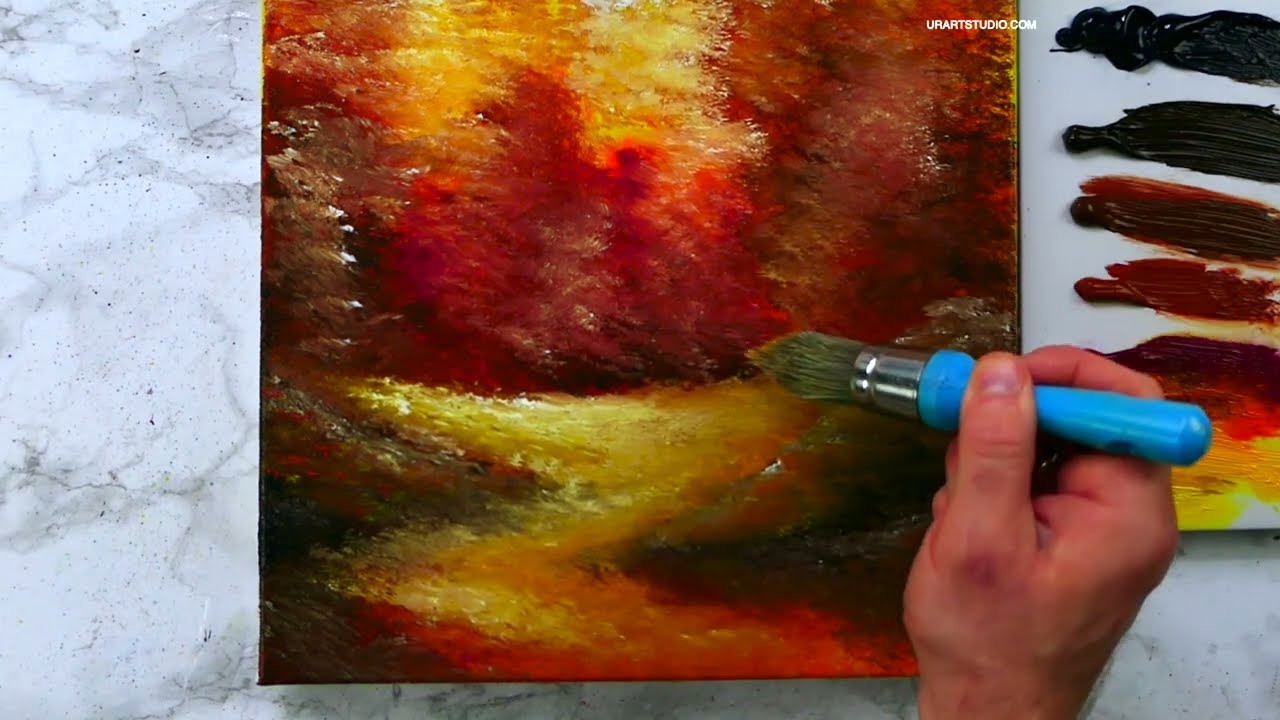Autumn Path | Step-by-Step Landscape Painting | Oval Brush Technique | Acrylics