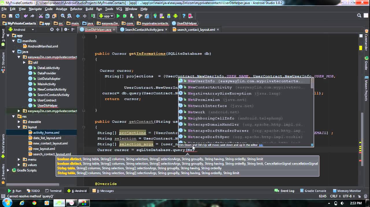 35 Using Where Clause with SQLiteDatabase   Android Studio Tutorial