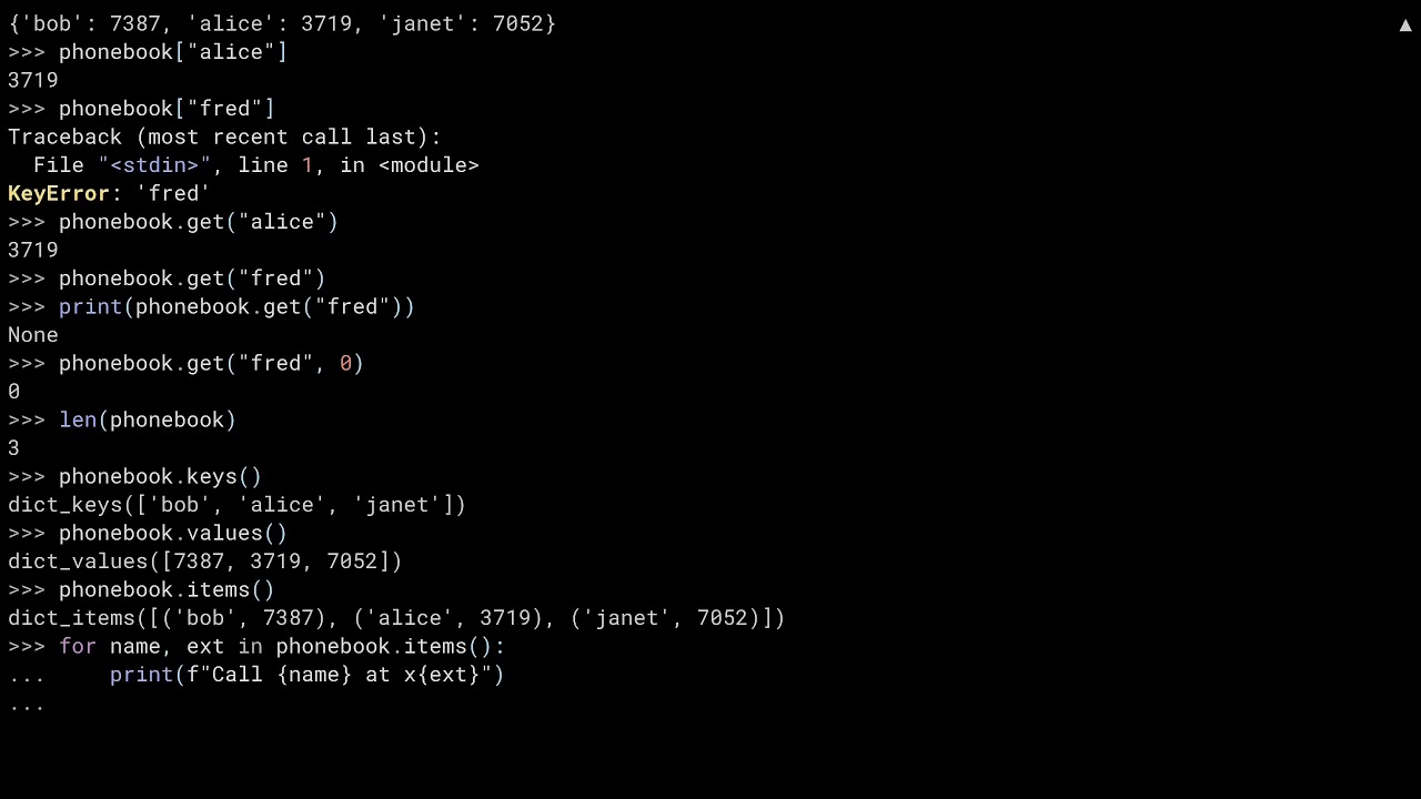 Python Dictionaries - Selecting a Dictionary Type