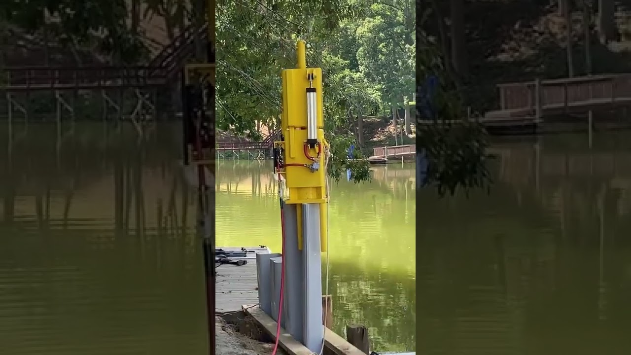 Everlast seawall installation on Lake Norman, NC using the Mantis 770 hammer