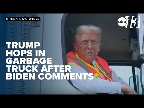 Trump trolls President Biden from a garbage truck on the campaign trail