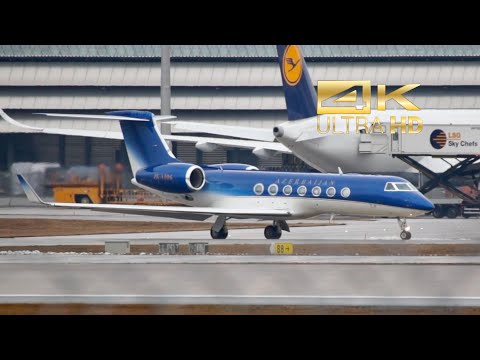 (4K) Gulfstream G550 from Azerbaijan Government 4K-A106 departure at Munich Airport MUC EDDM