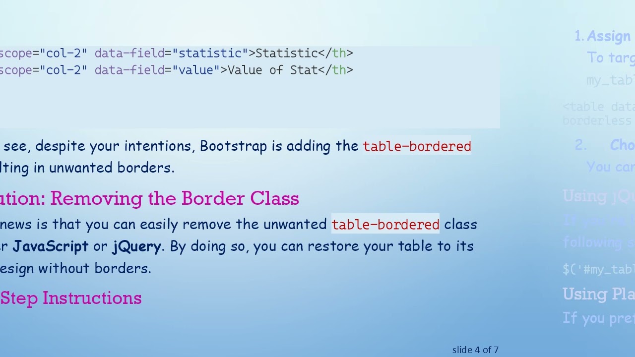 Handling Bootstrap Table Border Issues