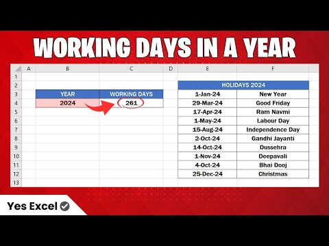 Get Total Working Days in a Year in Excel