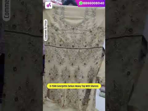 D 7588 Georgotte Zarkan Heavy Top WIth Sharara | Fashion Hub Wholesale FH
