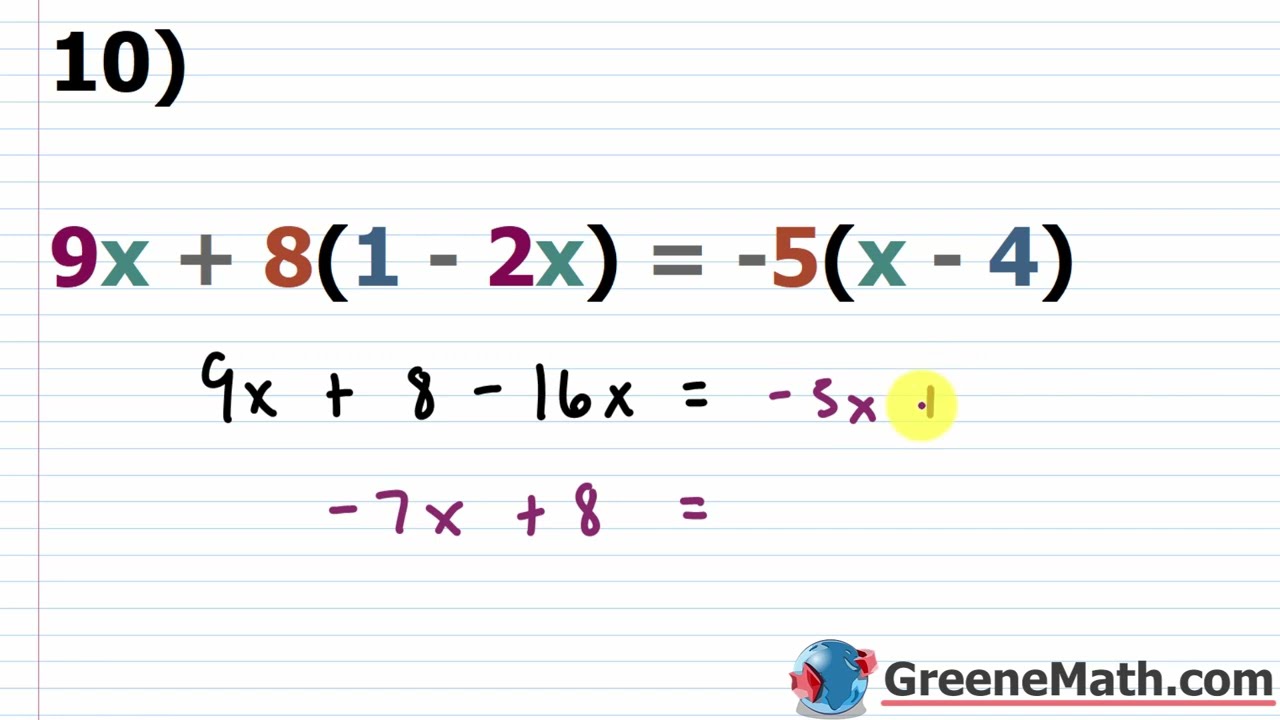 Solving Linear Equations in One Variable Practice Test Full Solutions