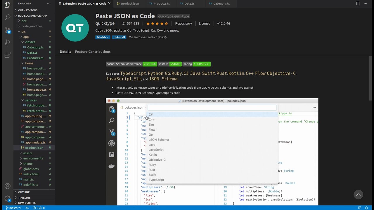 23 Ionic 5: De-serialize JSON into Typescript Code using VS Code Extension Quicktype