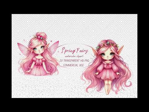 20 Spring Fairy Clipart bundle png,Spring Fairy png,Fairy Illustration Spring png,Mixed Media