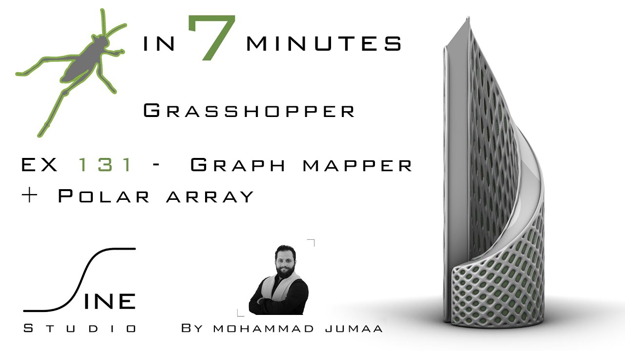 Grasshopper tutorial in 7 minutes - EX 131 - Graph mapper + Polar array