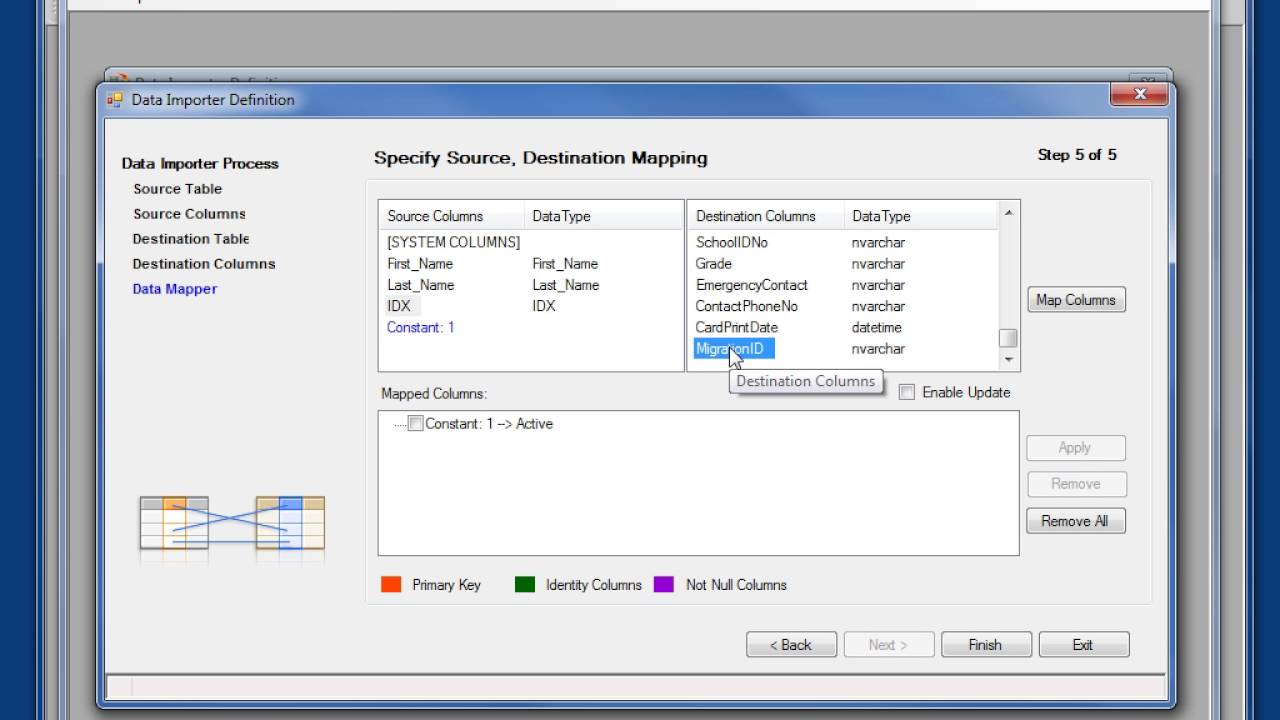 Using the data import utility