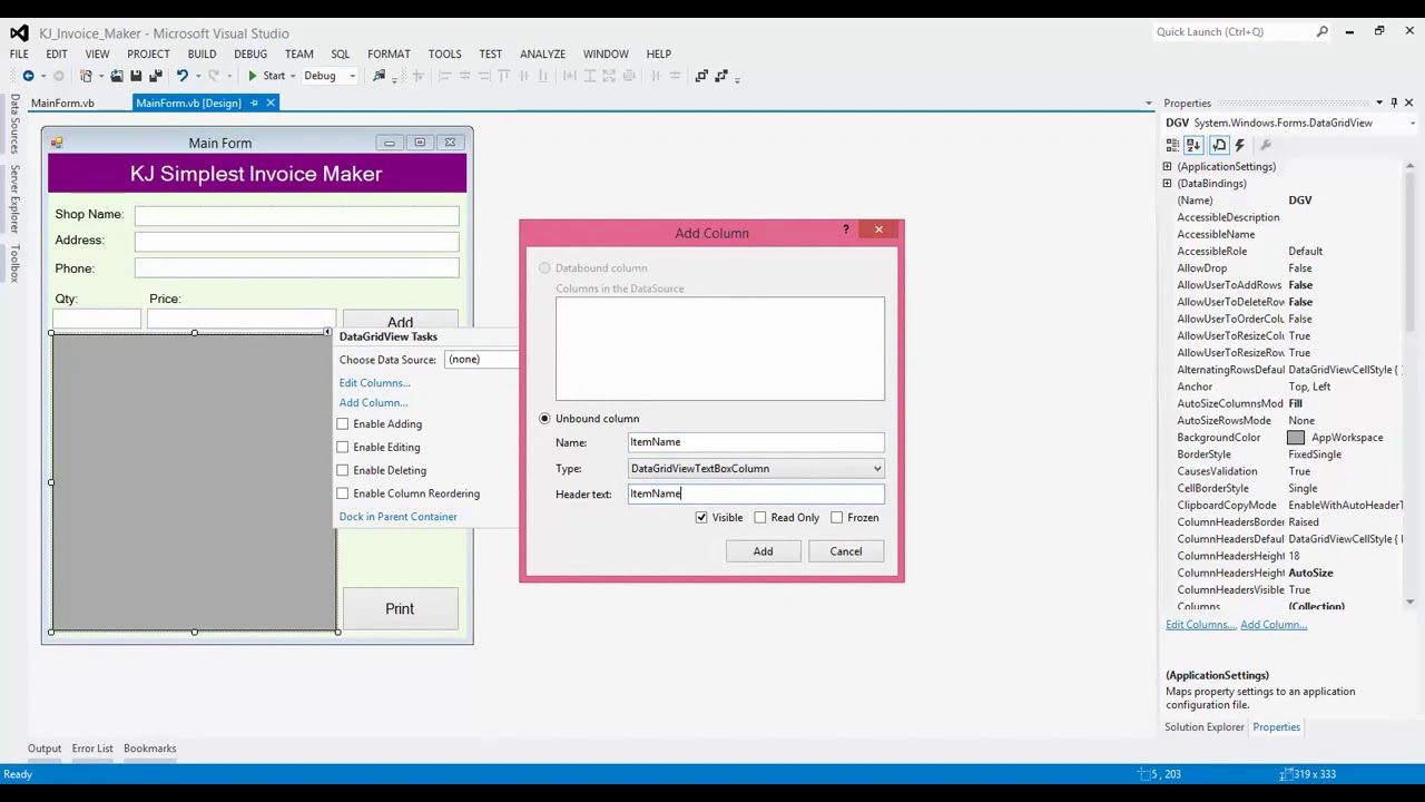 How to Develop a Simplest Invoice Maker in VB.net - Video_02