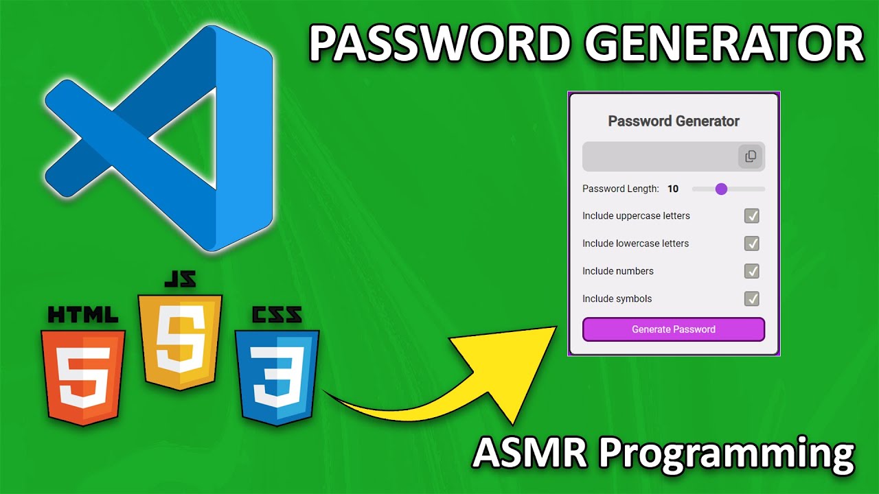 ASMR Programming - JavaScript Password Generator - No Talking