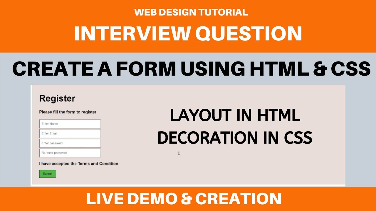 How to create form in HTML | Live Demonstration | HTML and CSS Tutorial