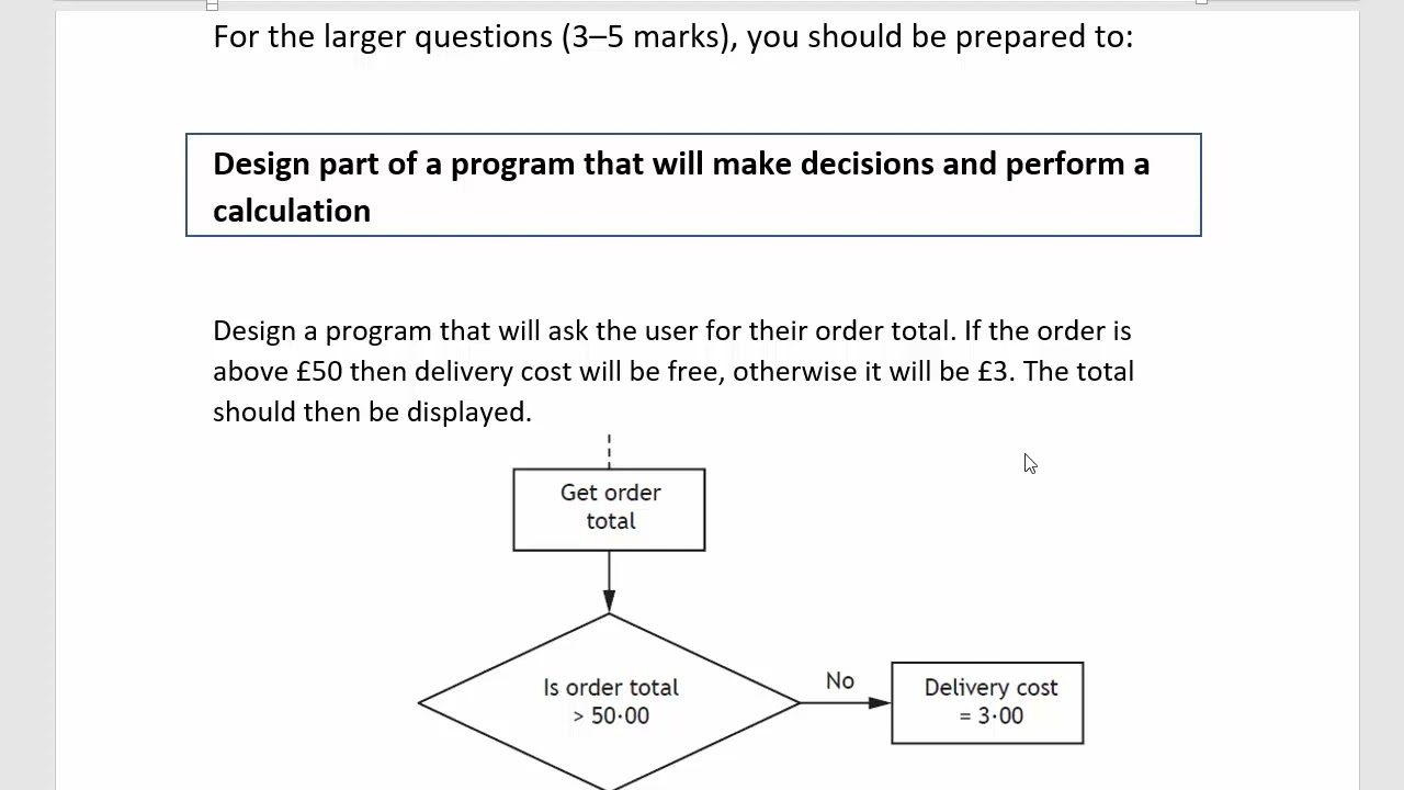 N5 Computing Science SQA Guidance   make a decision perform a calculation