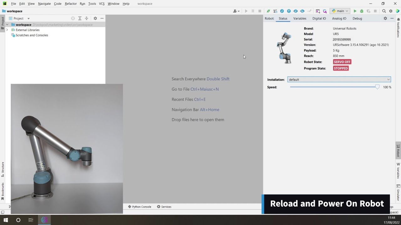 Connect the Robot - Universal Robots e-series