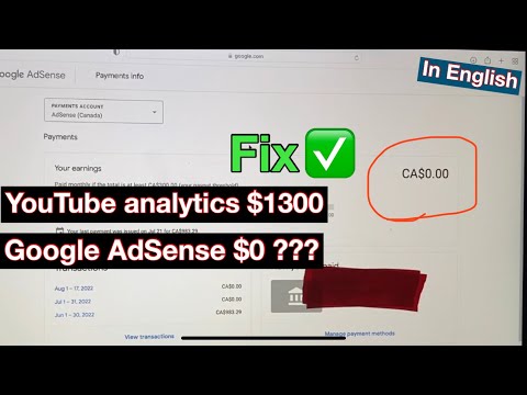 Google AdSense $0 fix. YouTube money not showing up in AdSense account. ( English )