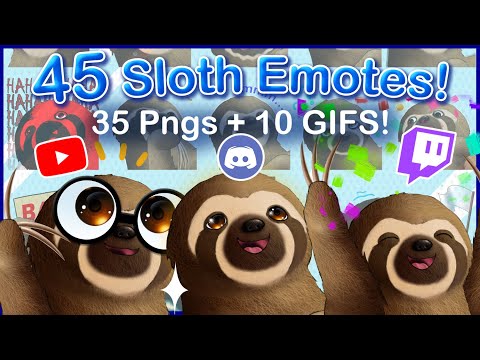 45 PNG+10 GIF Sloth Emote Pack! (Twitch/Discord/Youtube/Livestream) - Etsy!