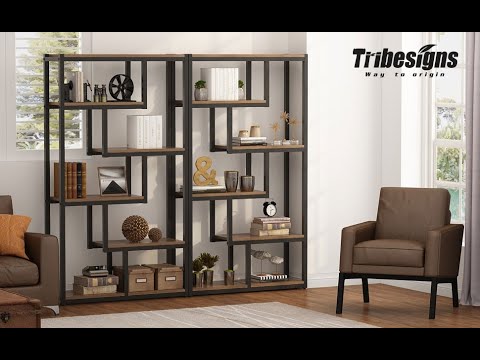 Tribesigns 5-Tier Industrial Bookshelf, Vintage Etagere Bookcase C0049