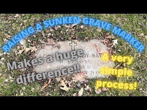 How do I raise a sunken grave marker?