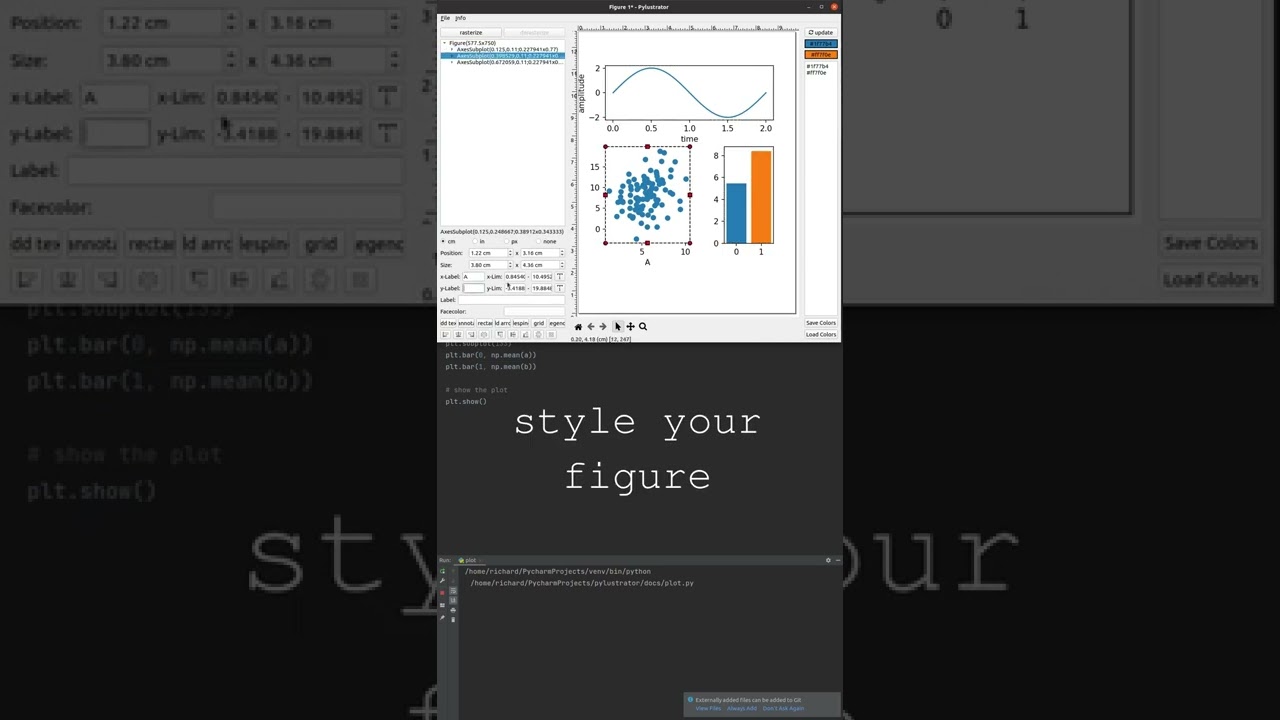 Style a Matplotlib Figure with Pylustrator