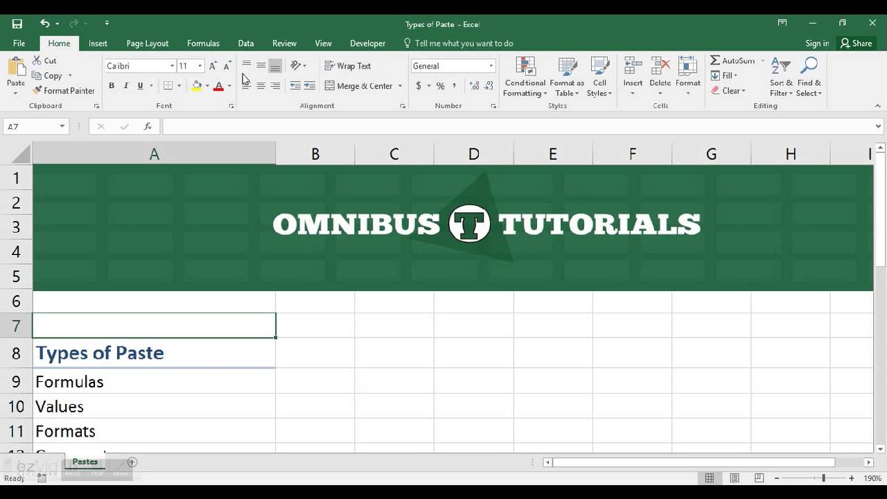 Omnibus Excel Tutorials - Add Developer Tab on Ribbon for PC