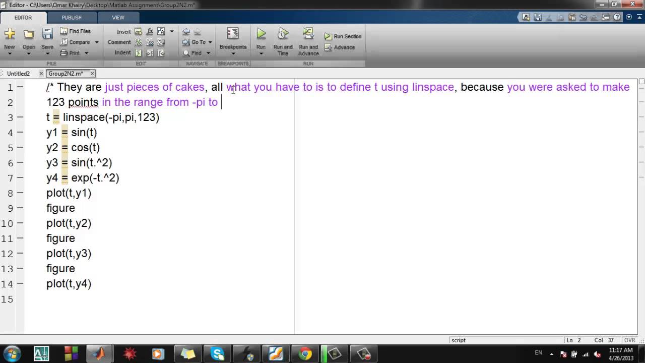How to Answer Matlab Assignment: #2 Group 2