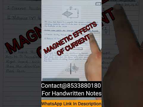 Magnetic effects of current Handwritten Notes pdf class 10th Science physics Handwritten Notes Ch-13